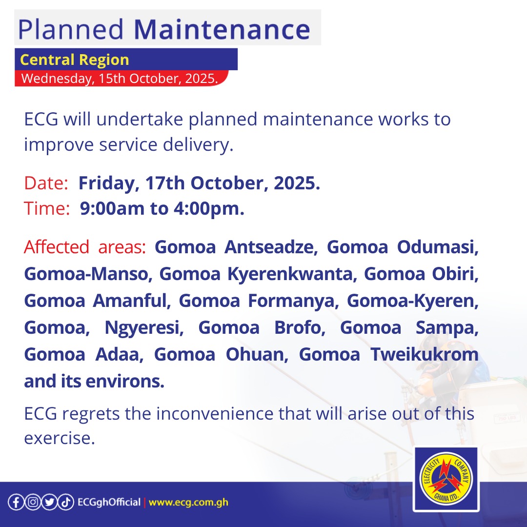 Electricity Company of Ghana Ltd - Planned Maintenance works in Central ...